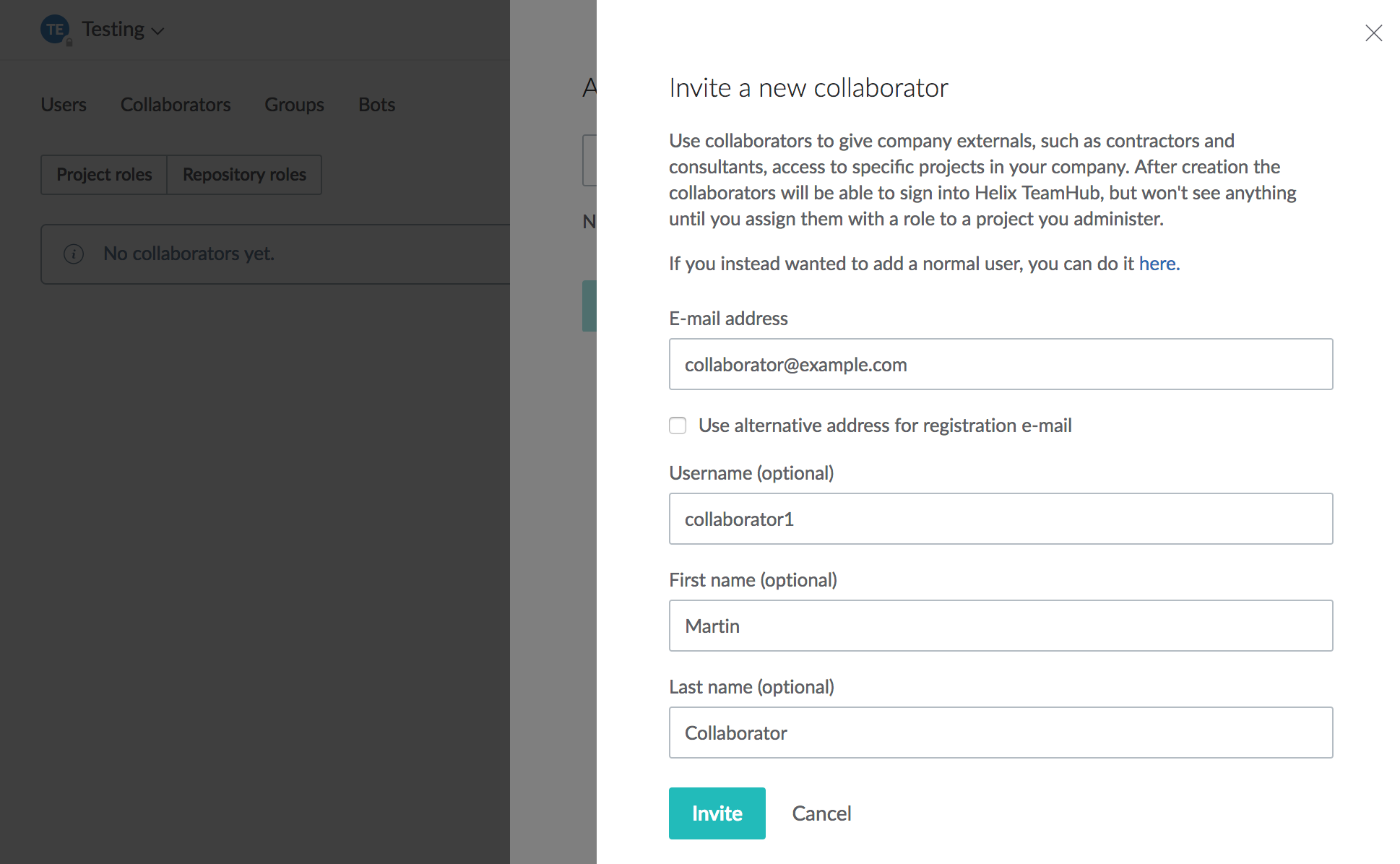 Collaborator accounts